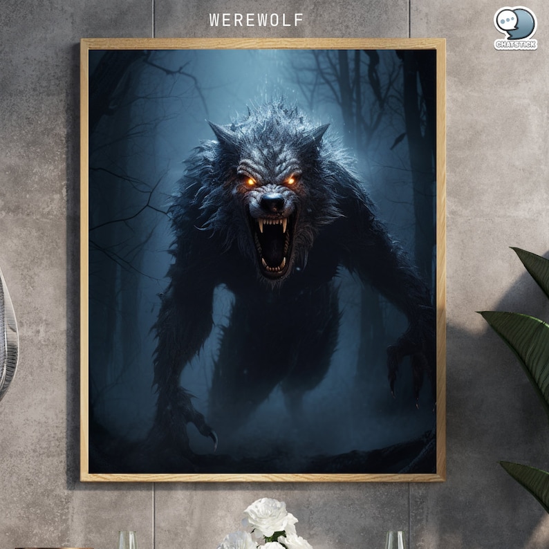 Werewolf Digital Art Poster Mega Pack - 160 PNG Prints, Ai-generated ...