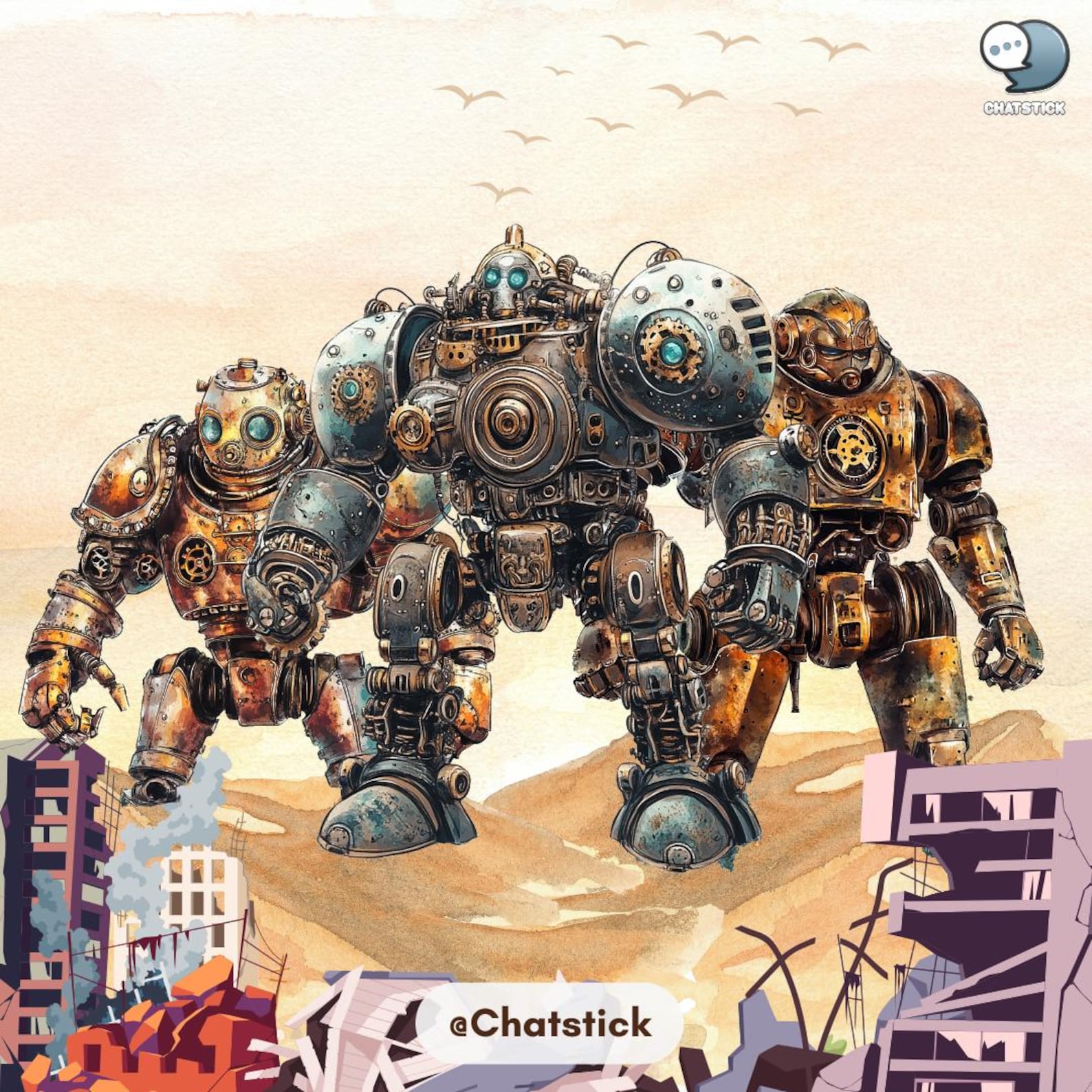 Steampunk Robots Clipart - 160 Victorian Mechanical Robots PNG, Gears ...