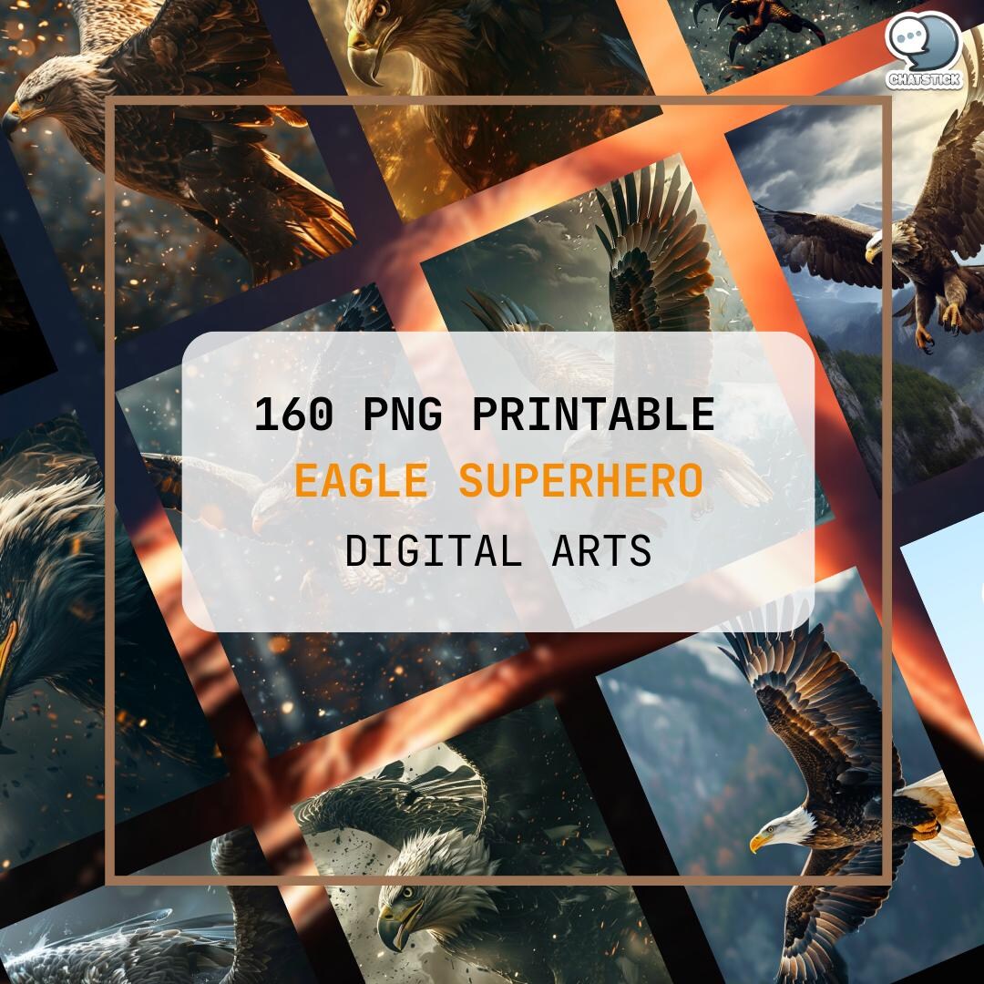 Eagle Superhero Digital Art Mega Pack - 160 High-resolution PNG Prints ...
