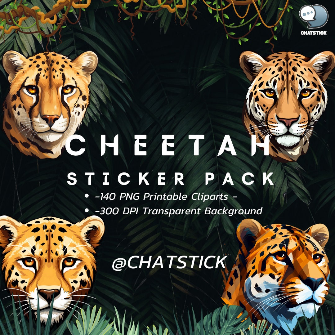 Cheetah-themed Mega Pack: 140 High-resolution Digital Stickers by ...