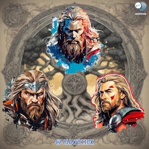 140 Thor Norse Mythology Digital Sticker Pack - PNG Printable Cliparts ...