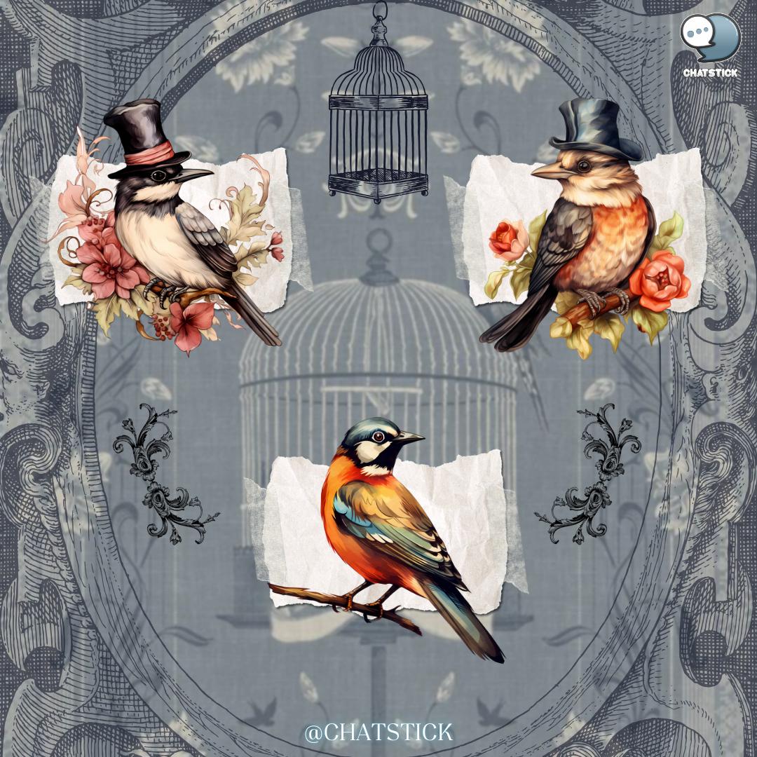 180 Victorian Bird Watercolor Clipart Pack - 180 PNG Printable Graphics ...