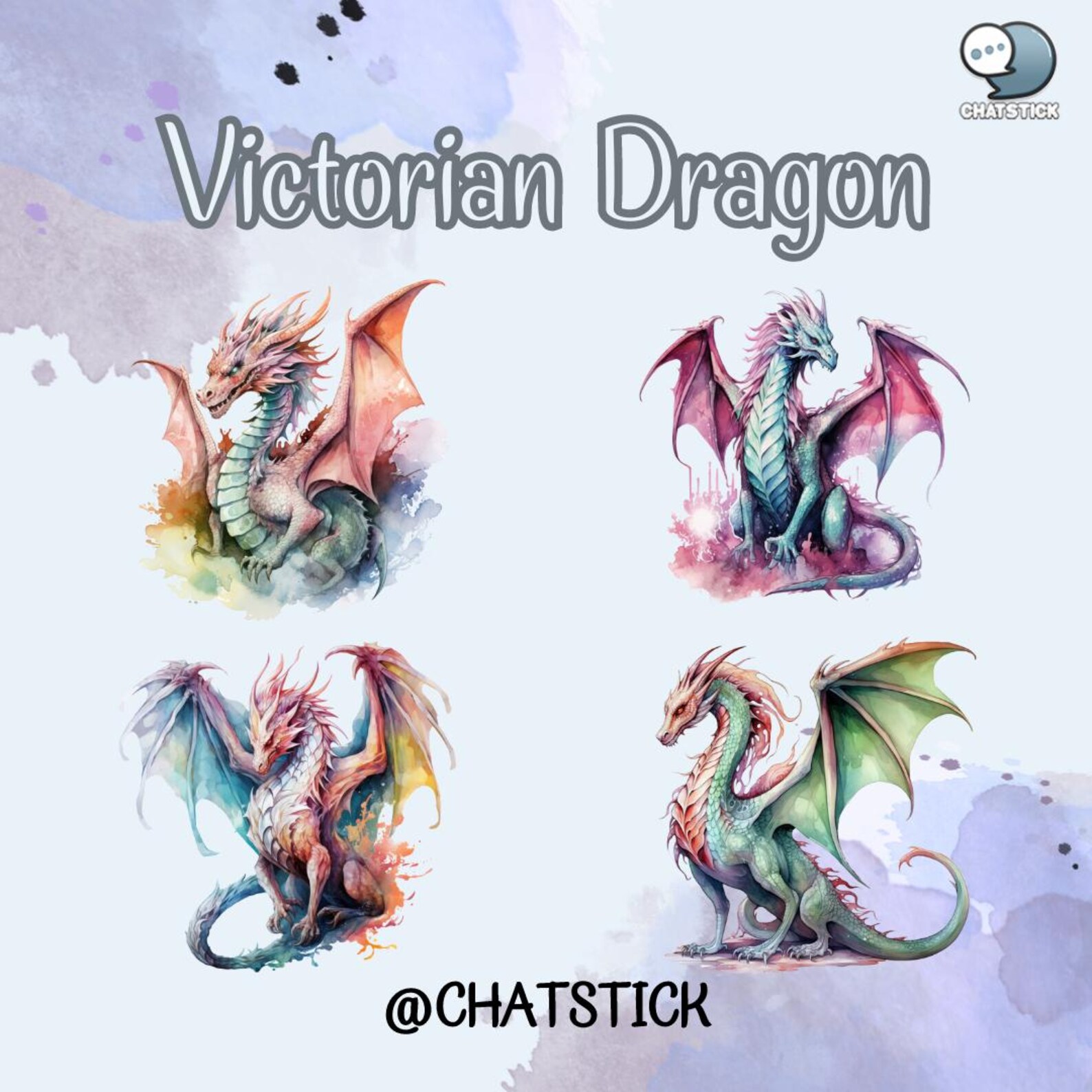 180 Victorian Dragon Clipart | Printable PNG | 3200x3200px | 300 DPI ...
