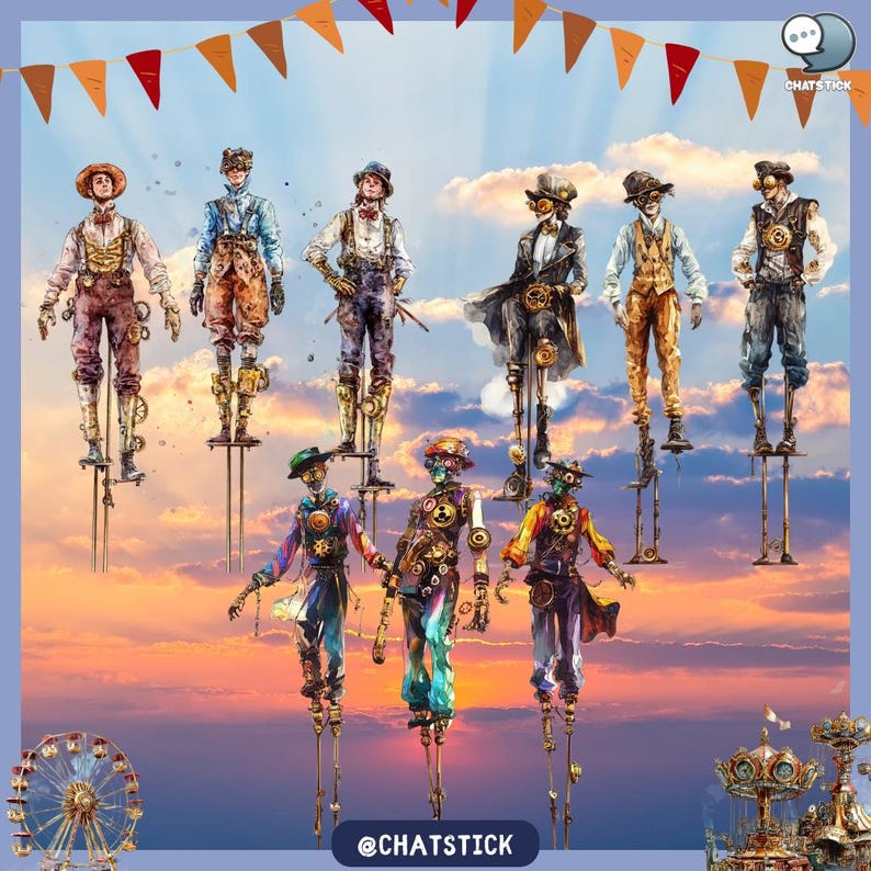 Steampunk Festival Clipart - 160 Victorian Fair & Digital Carnival Art ...