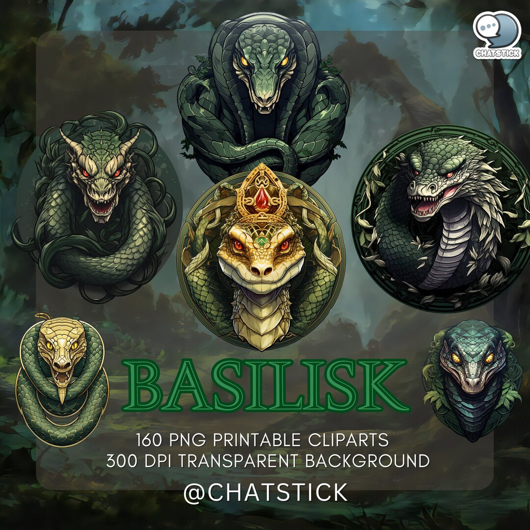 Pack of 160 Basilisk Theme Digital Sticker Cliparts - Printable PNG ...