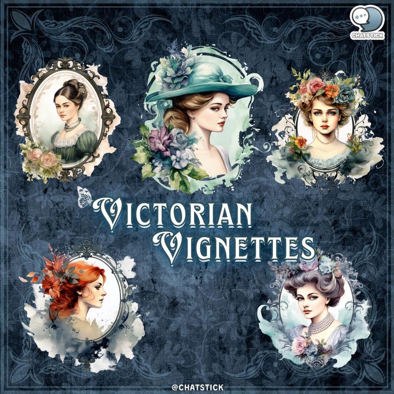 Victorian Vignettes: 180 PNG Cliparts of Small, Detailed Scenes of ...