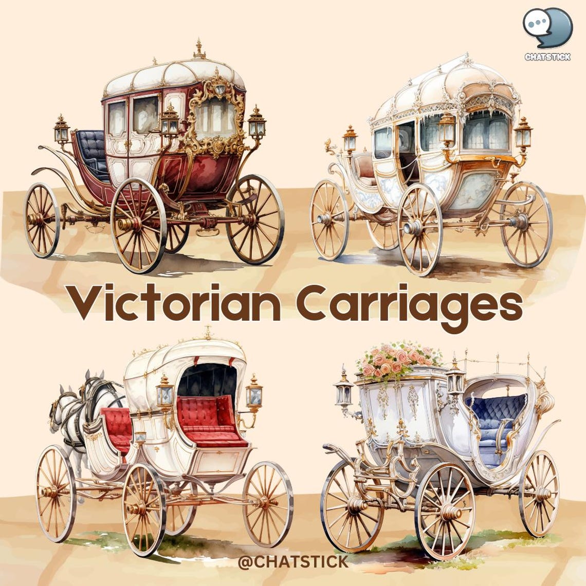 Victorian Carriages Clipart Pack - 160 Pngs | 3200x3200px 300 DPI ...