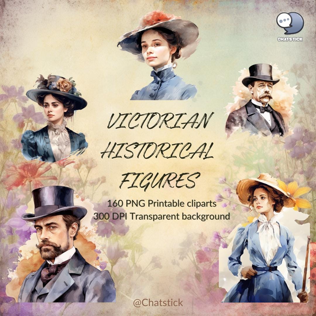 Victorian Historical Figures Clipart Bundle - 160 Vintage Costume ...