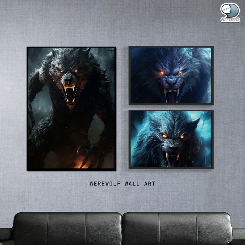 Werewolf Digital Art Poster Mega Pack 160 PNG Prints, Ai-generated Wall ...