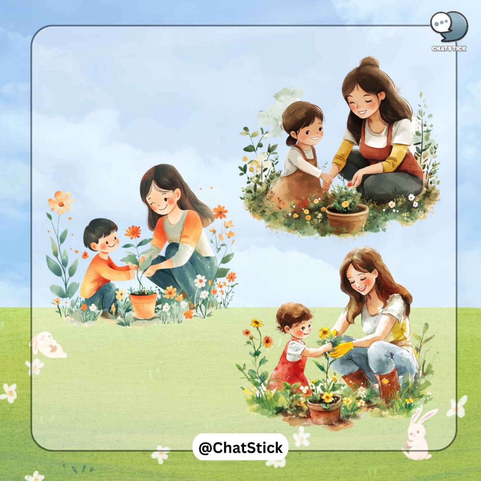 Mother's Day Clipart Bundle – 160 PNG Watercolor Mom & Child ...