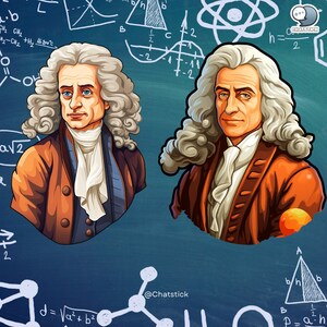 Isaac Newton Digital Sticker Pack - 140 PNG Cliparts With Transparent ...