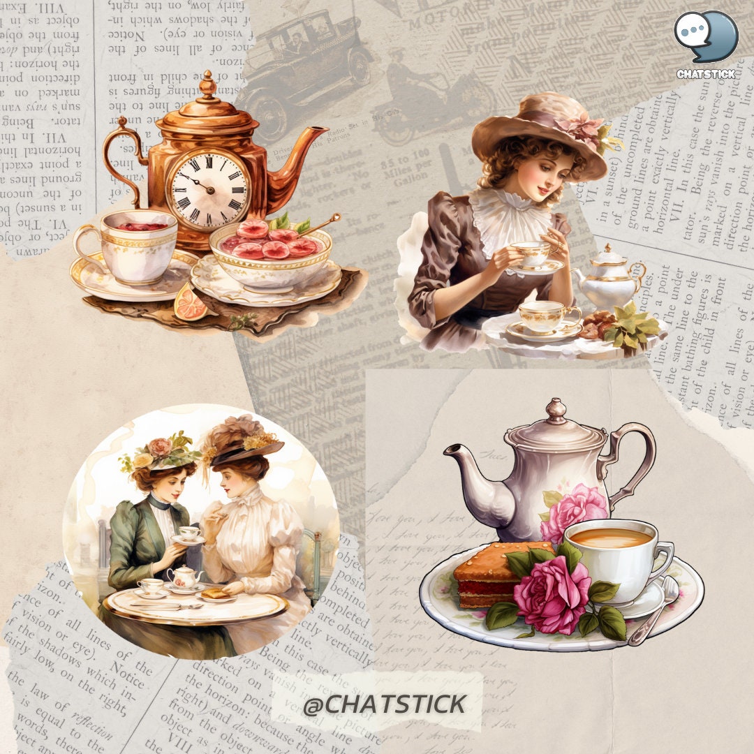 Victorian Tea Time Watercolor Clipart Mega Pack 160 PNG, 300 DPI ...