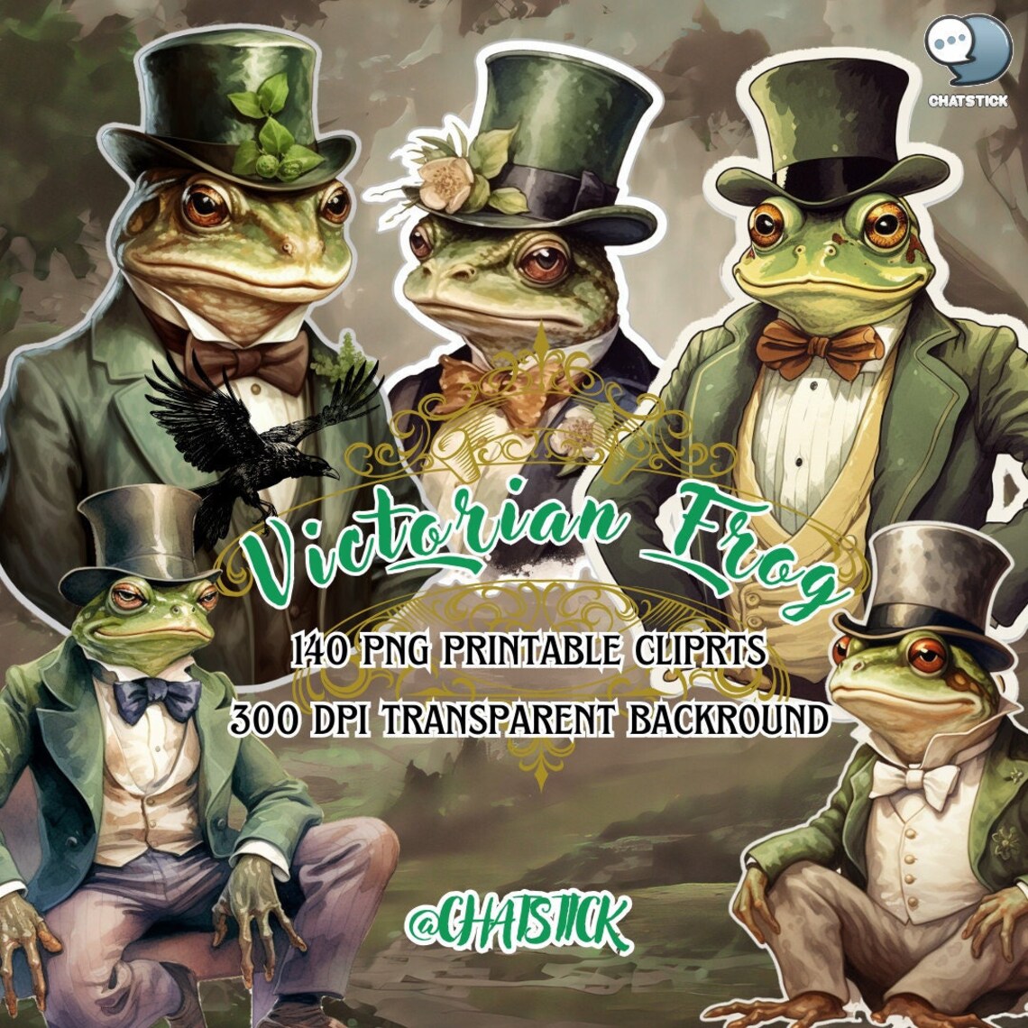 Victorian Frog Clipart Pack: 140 Vintage Style Watercolor Cliparts ...