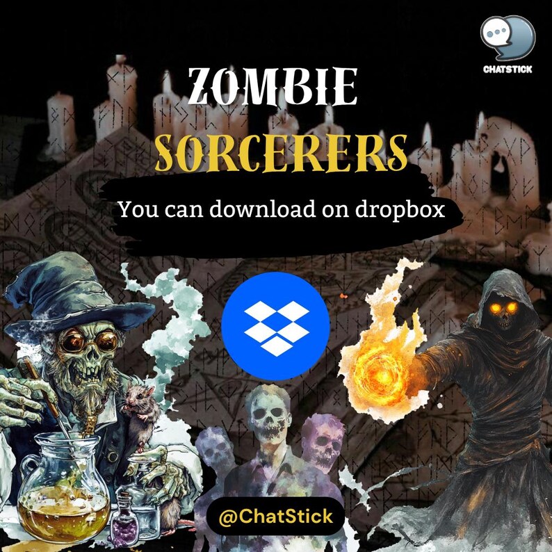 Zombie Sorcerers Cliparts Bundle - 160 Dark Magic Undead Pngs, 300 DPI ...