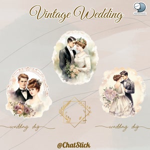 Vintage Wedding Watercolor Clipart Pack - 125 PNG Printable Cliparts ...