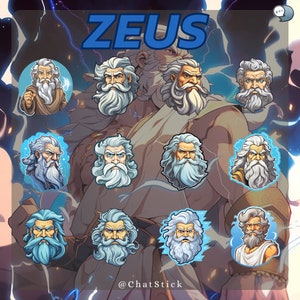 Zeus Sticker Greek Mythology Pack: 80 Digital Clipart - Lightning God ...