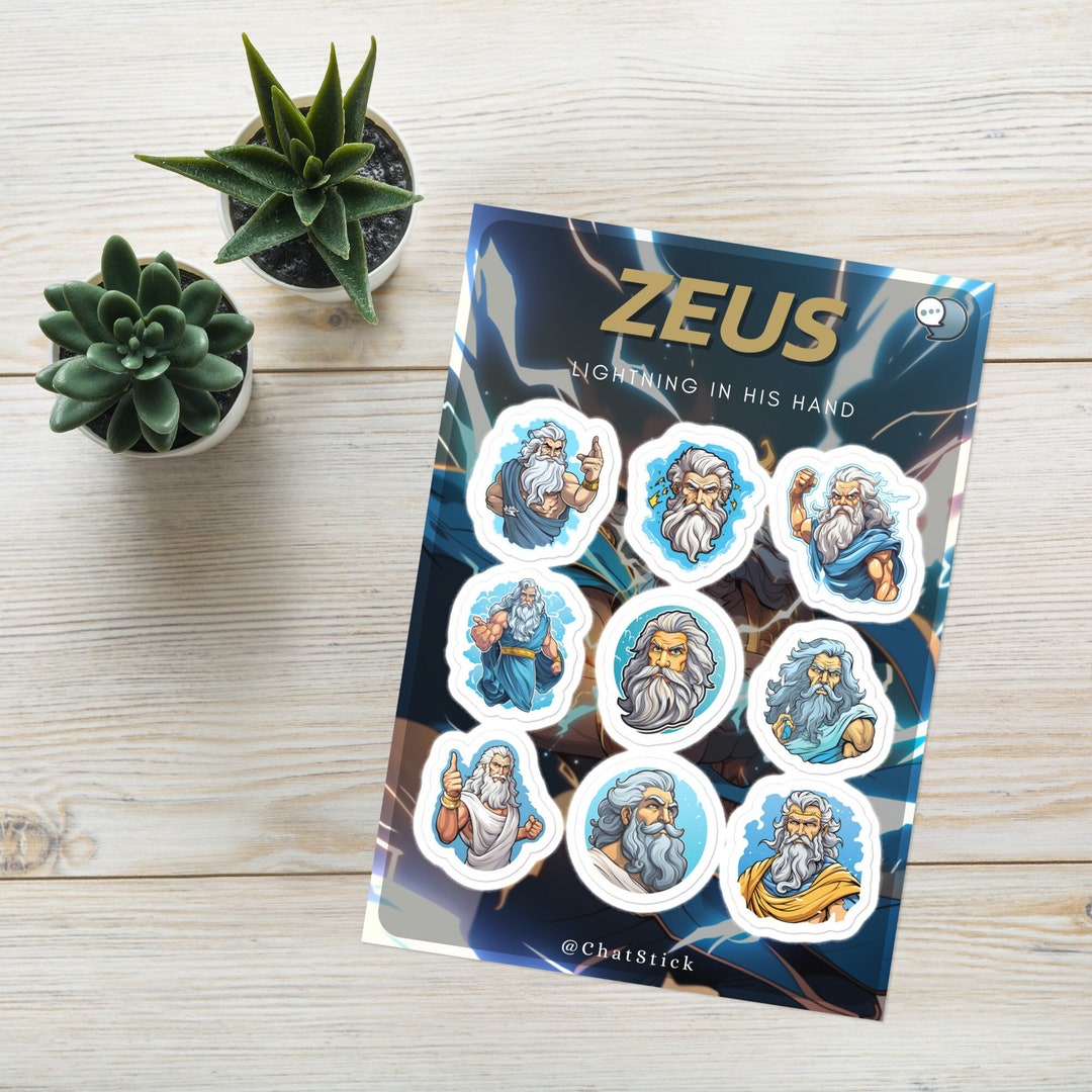 Zeus: Lightning in His Hand Stickers 9 Majestic Greek God Decals by ...
