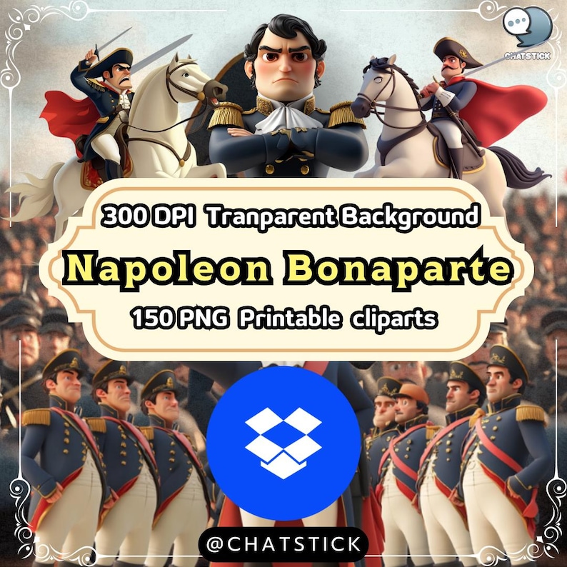 Napoleon Bonaparte 3D Clipart Pack - 150 Printable Pngs, High-quality ...