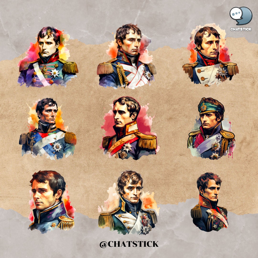 Napoleon Bonaparte Clipart Mega Pack - 140 PNG Watercolor Graphics ...