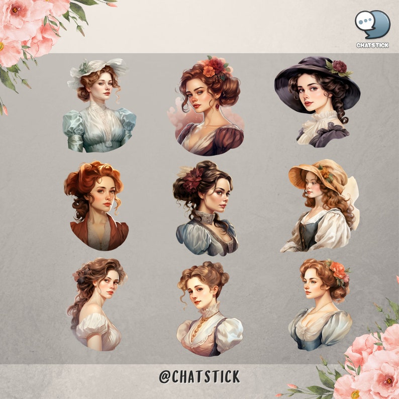 Vintage Victorian Watercolor Cliparts of Renaissance Ladies - 150 ...