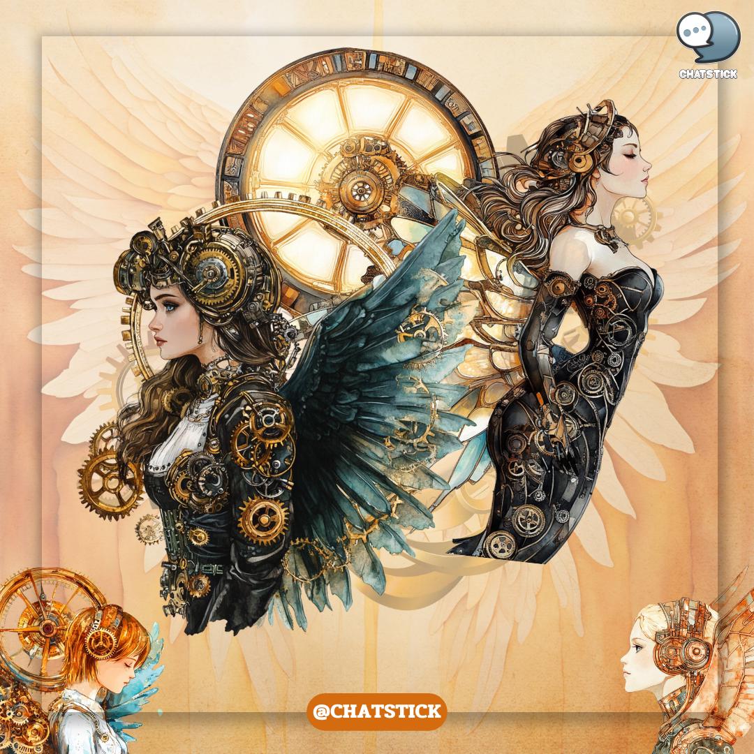 Imágenes prediseñadas de ángeles steampunk: ángeles alados mecánicos de ...