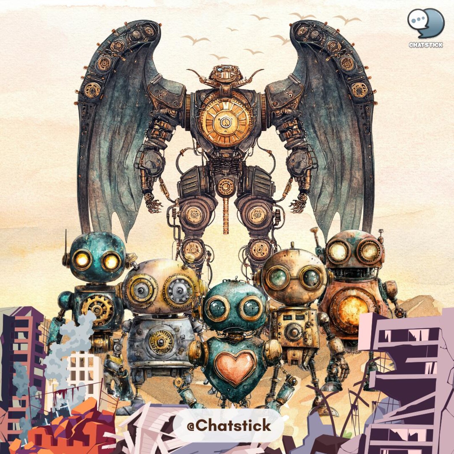 Steampunk Robots Clipart - 160 Victorian Mechanical Robots PNG, Gears ...