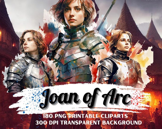 Joan of Arc PNG Clipart, Watercolor Romantic Bundle, Horses, Armor ...