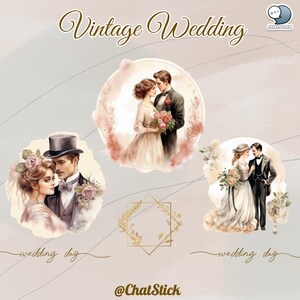Vintage Wedding Watercolor Clipart Pack - 125 PNG Printable Cliparts ...