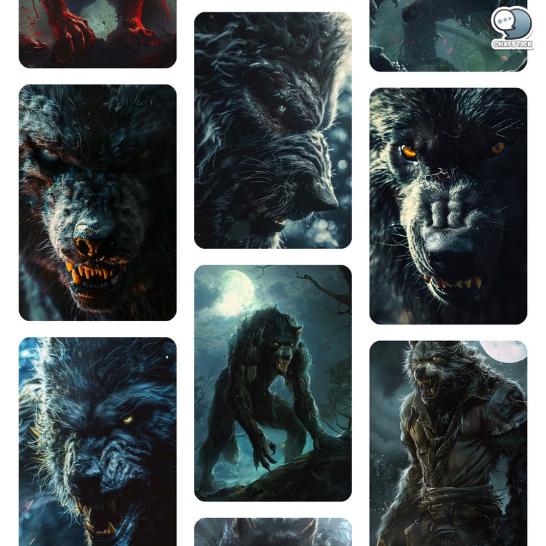 Werewolf Digital Art Poster Mega Pack 160 PNG Prints, Ai-generated Wall ...