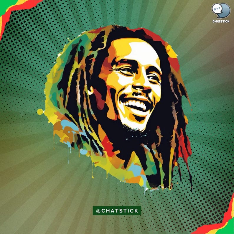 120 Bob Marley Digital Sticker Clipart Pack - PNG Printable Cliparts of ...