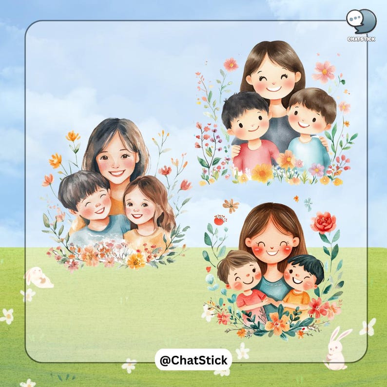 Mother's Day Clipart Bundle – 160 PNG Watercolor Mom & Child ...