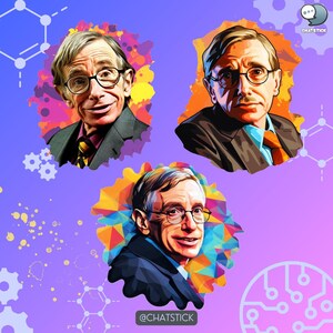 Stephen Hawking Digital Sticker Clipart Pack - 100 Printable PNG ...
