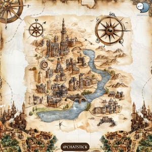 Steampunk Adventure Maps Clipart Bundle - 160 PNG Victorian Steampunk ...
