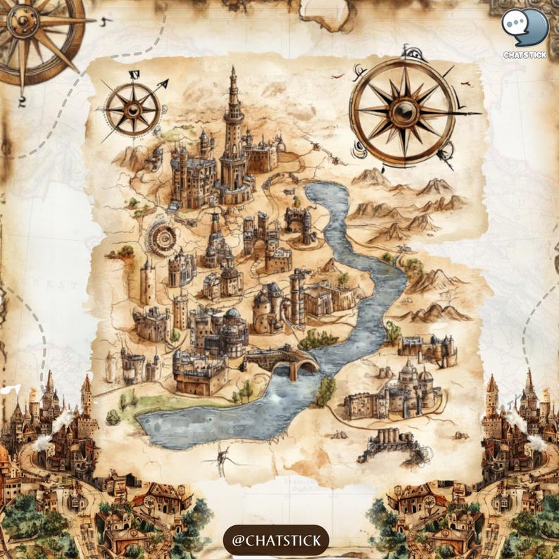 Steampunk Adventure Maps Clipart Bundle - 160 PNG Victorian Steampunk ...