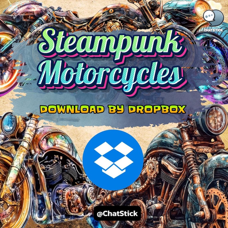 Steampunk Motorcycles Clipart Bundle - 160 Vintage Sci-fi Biker Pngs ...