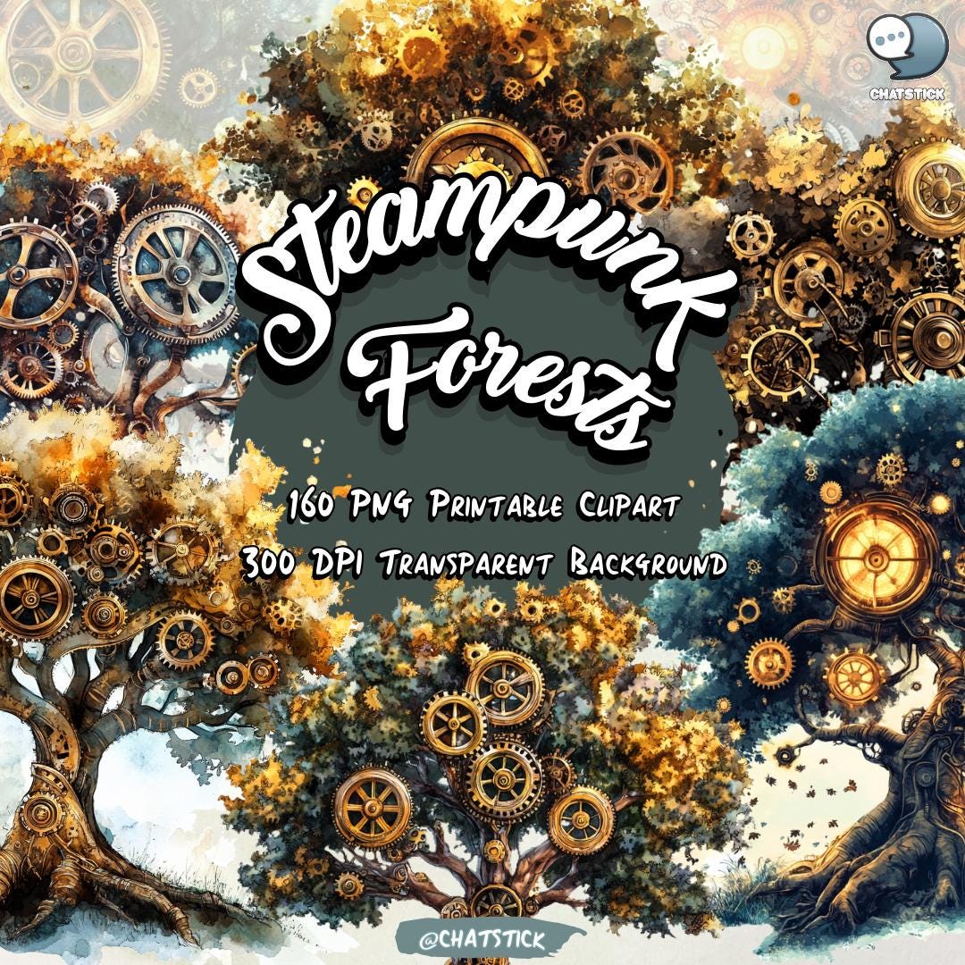 Steampunk Forests Digital Clipart Pack - 160 High-quality Pngs, Nature ...