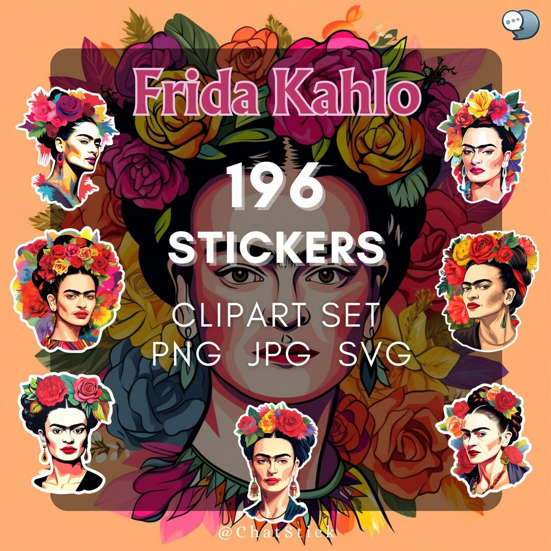 Frida Kahlo Inspired Digital Sticker Clipart Mega Pack | 196 Unique ...