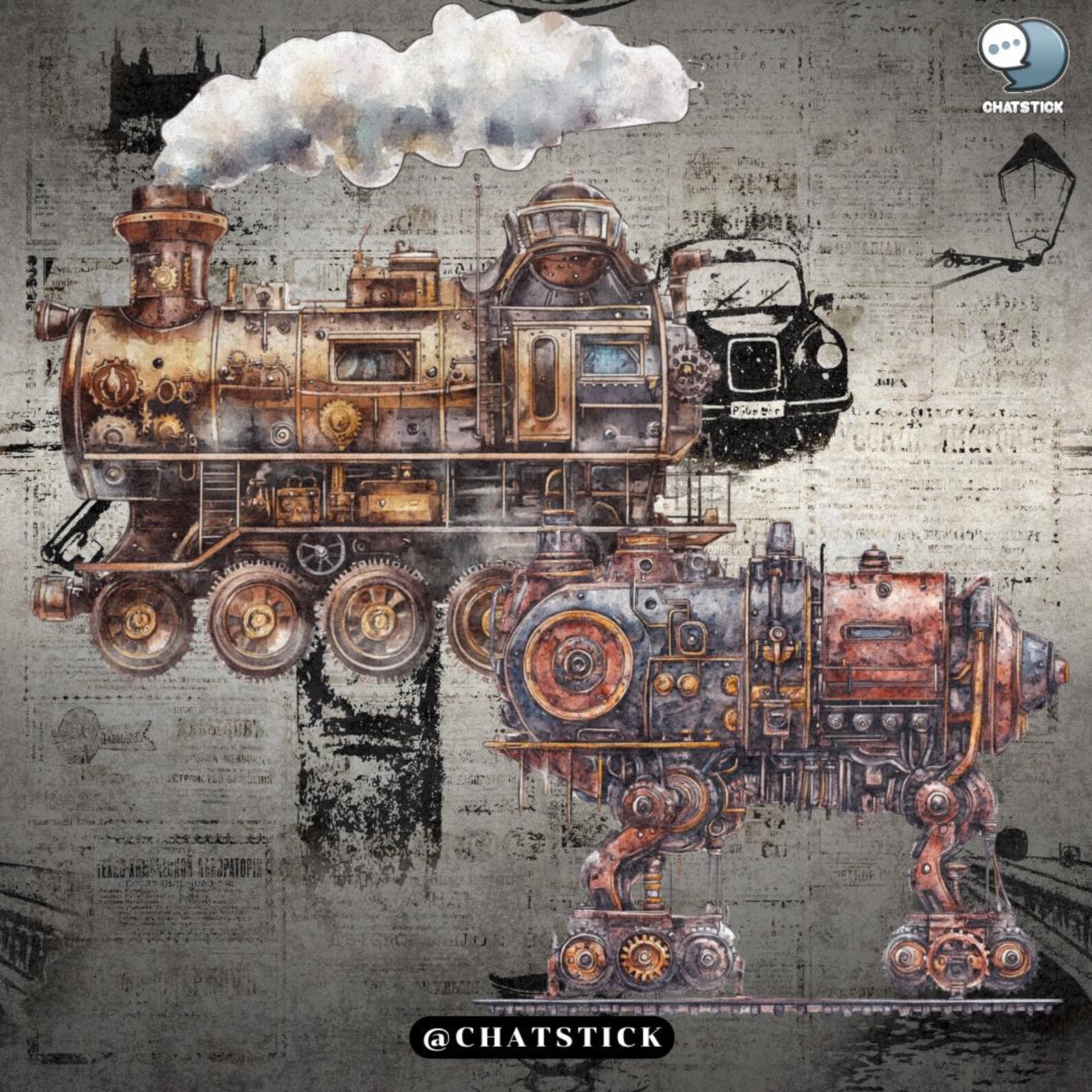 Steampunk War Machines Clipart Pack - 160 PNG Printable Images - 300 ...