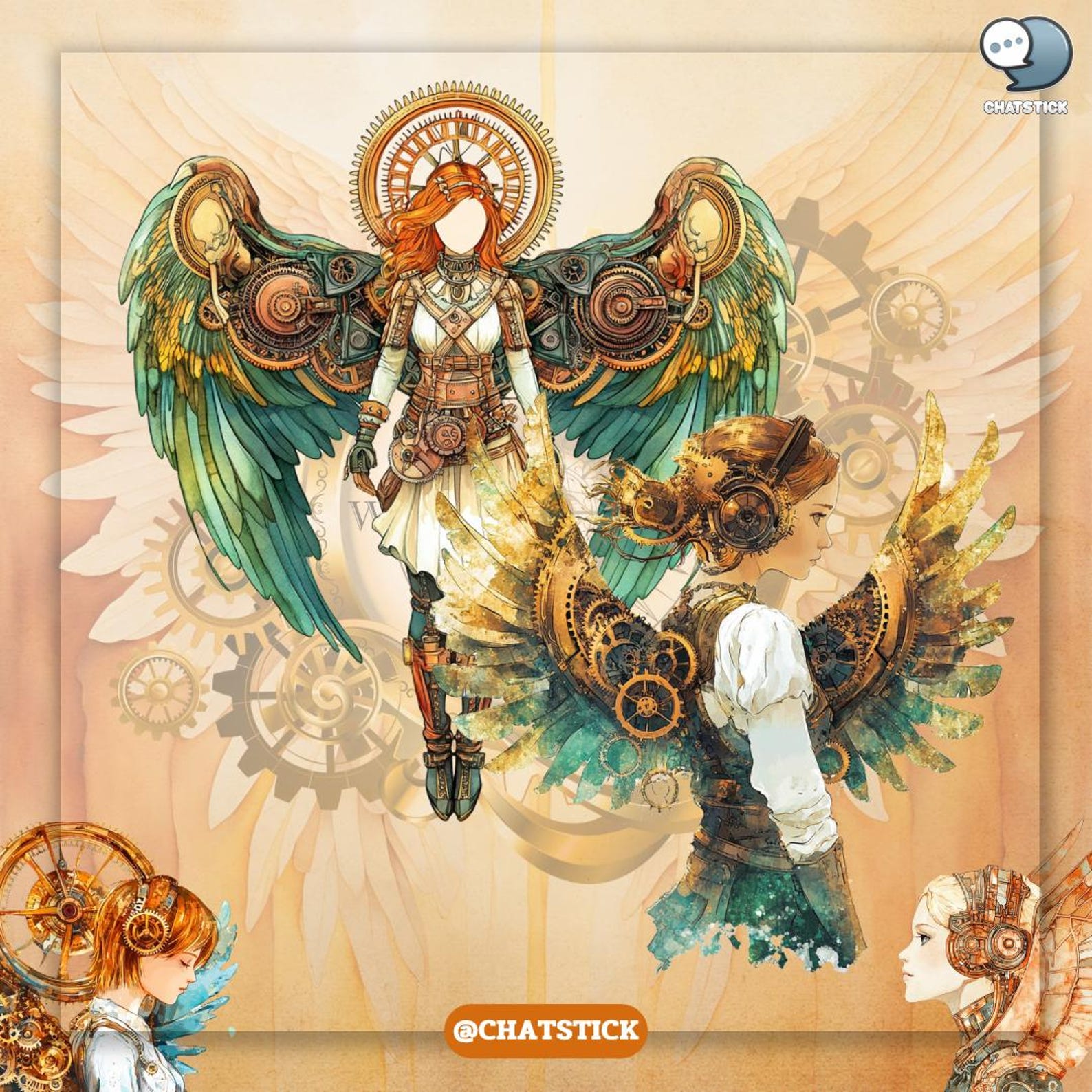 Imágenes prediseñadas de ángeles steampunk: ángeles alados mecánicos de ...