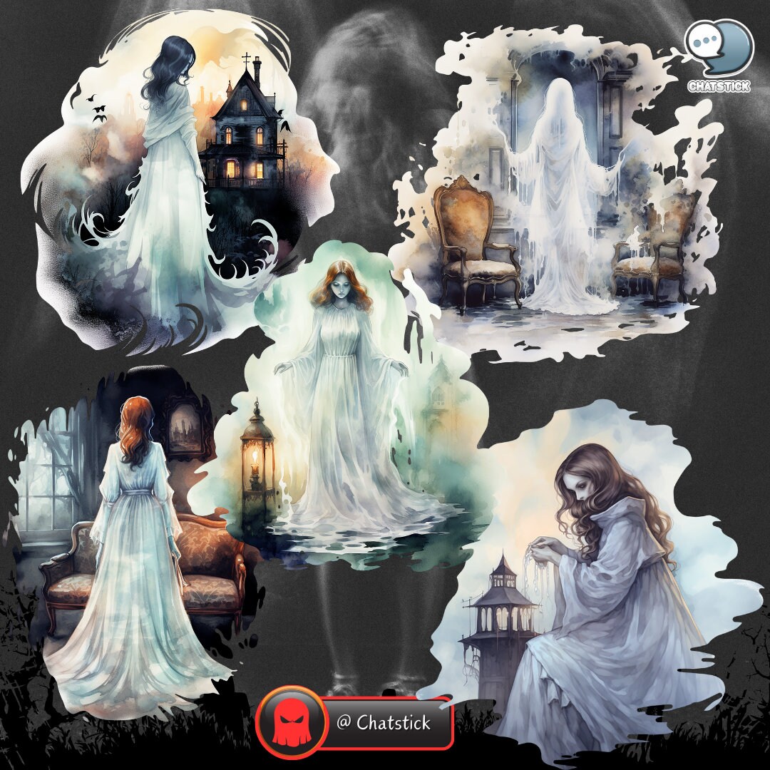 Victorian Ghost Stories Watercolor Clipart Mega Pack - 180 PNG ...