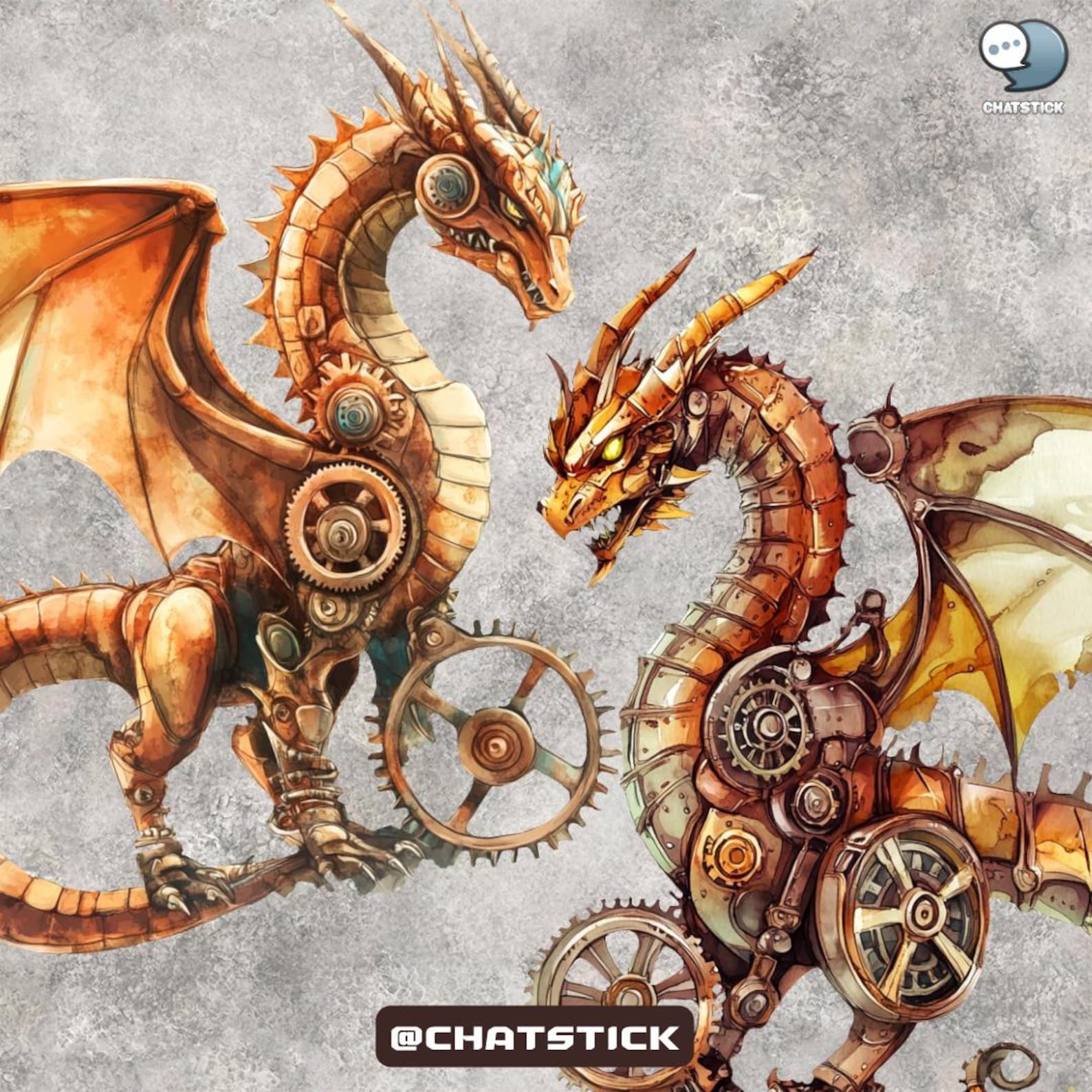 Steampunk Dragon Cliparts - 160 Intricate Mechanical Dragons With Steam ...