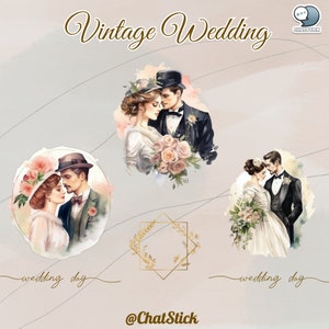 Vintage Wedding Watercolor Clipart Pack - 125 PNG Printable Cliparts ...