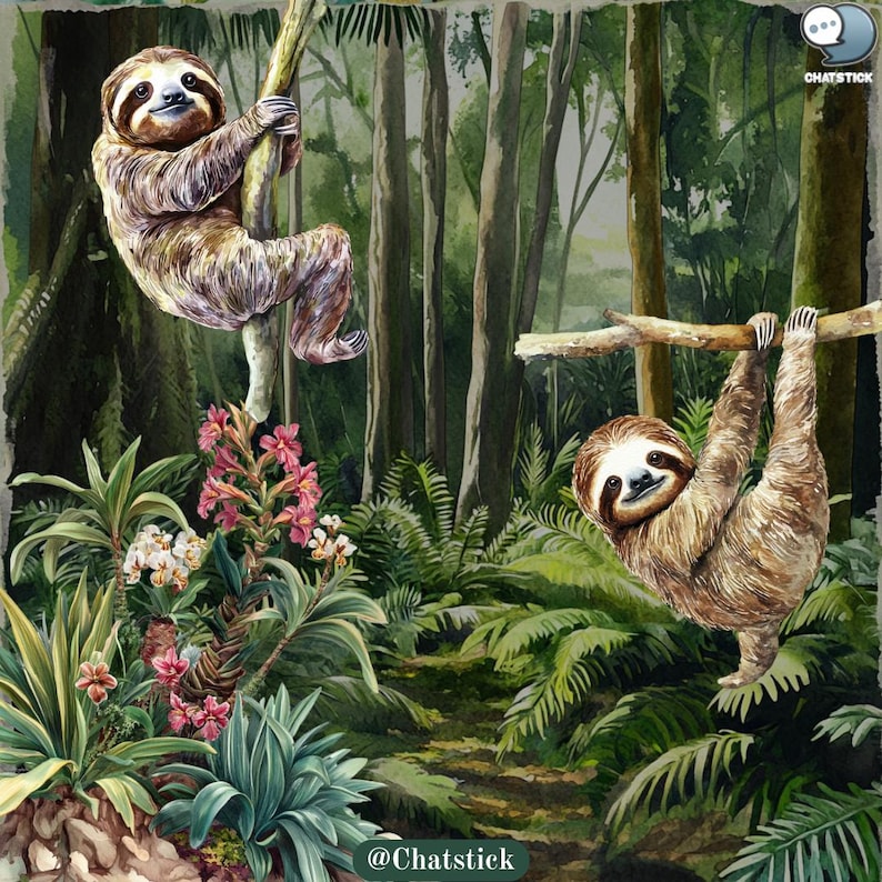 Amazon Rainforest Clipart Bundle - 160 PNG Watercolor Jungle Animals ...
