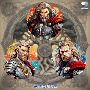 140 Thor Norse Mythology Digital Sticker Pack - PNG Printable Cliparts ...