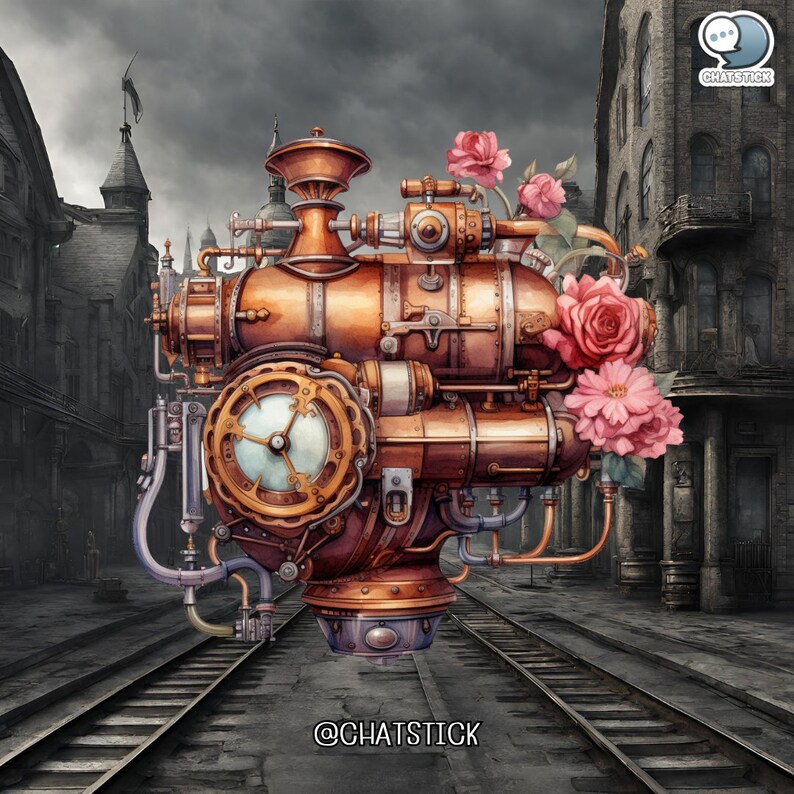 Victorian Steampunk Inventions Mega Pack: 180 Watercolor Clipart, High ...