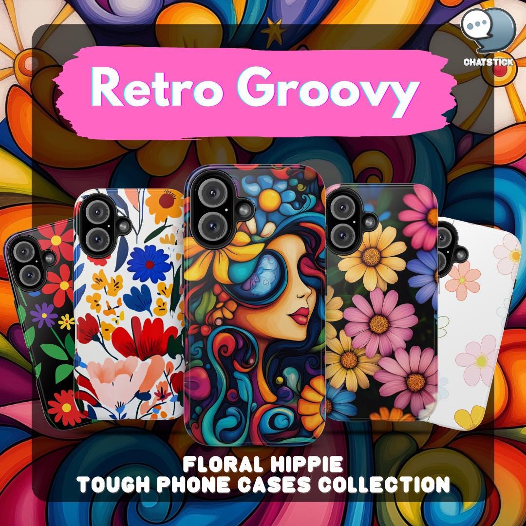 Retro Groovy Floral Hippie Tough Phone Cases Collection (set of 8) for ...
