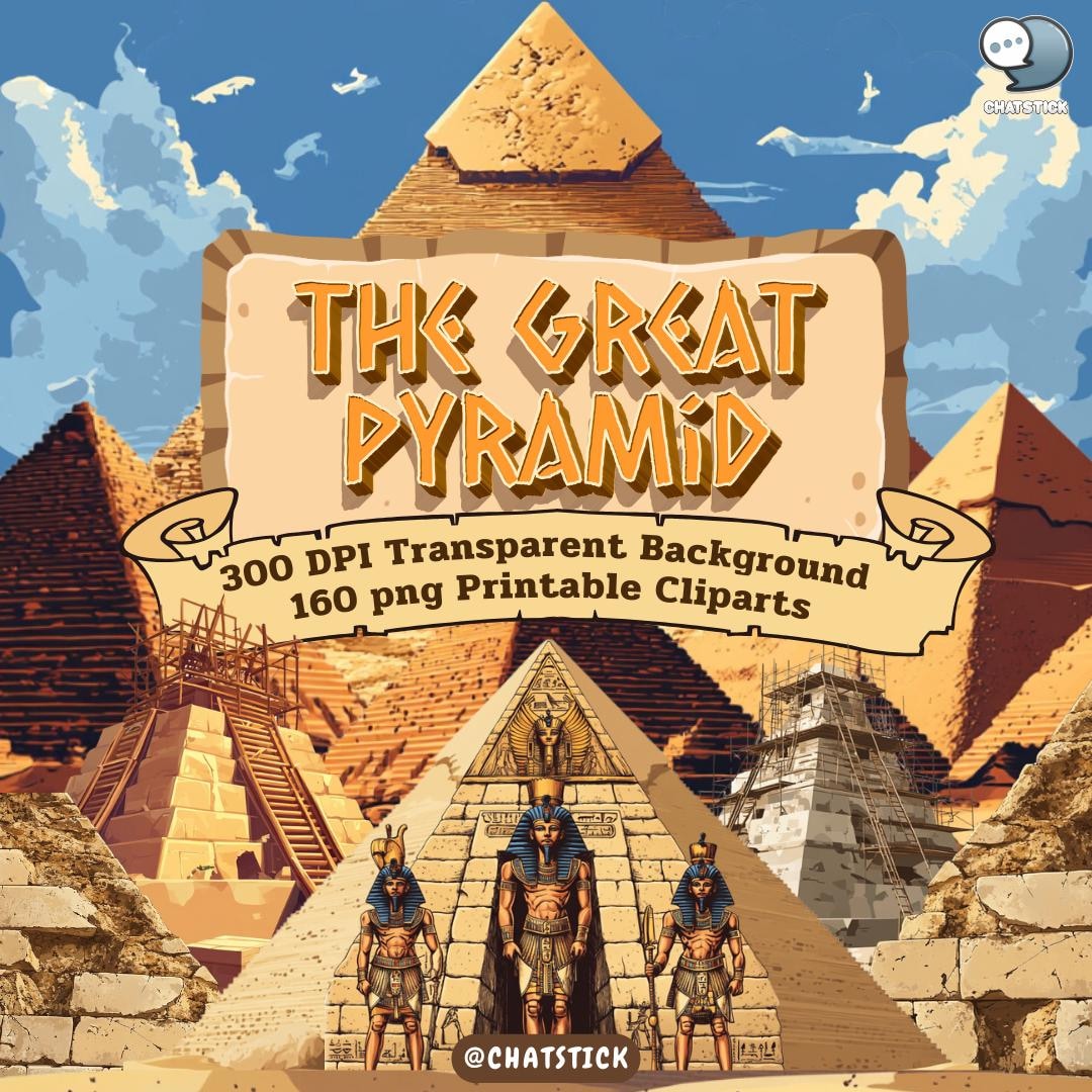 Great Pyramid of Giza Digital Clipart Bundle - 160 PNG Images, 300 DPI ...