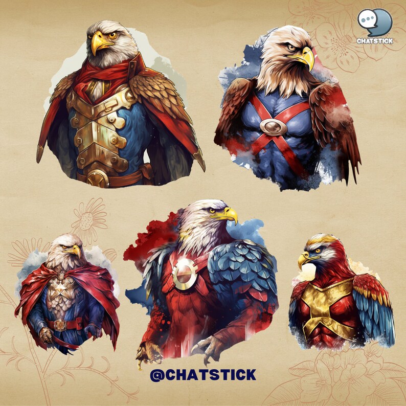 Watercolor Mega Pack of Victorian Vintage Eagle Superhero Clipart 200 ...