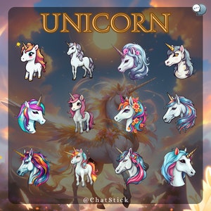 Unicorn Digital Stickers Mega Pack – 120 Clipart PNG, JPG, SVG, 3200px ...