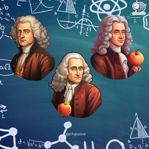 Isaac Newton Digital Sticker Pack - 140 PNG Cliparts With Transparent ...